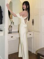 China Summer new style foreign style halter skirt sexy backless slim temperament gloss dress for sale