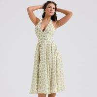 China Custom Women's Summer Sweet Wind Backless Halter Fashion Floral Pattern Corset Skirt Dress for sale