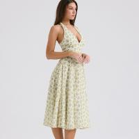 China Custom Women's Summer Sweet Wind Backless Halter Fashion Floral Pattern Corset Skirt Dress for sale