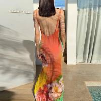 China Custom Women's New Fashion Sexy Backless Print Halter Dress for sale