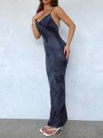 China Custom New Beautiful Vintage Print Slip Dress French Spice Slim Dress for sale