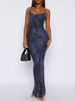 China Custom New Beautiful Vintage Print Slip Dress French Spice Slim Dress for sale