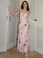 China The New Custom French Light Style Backless Sleeveless Slim Long Printed Halter Dress for sale