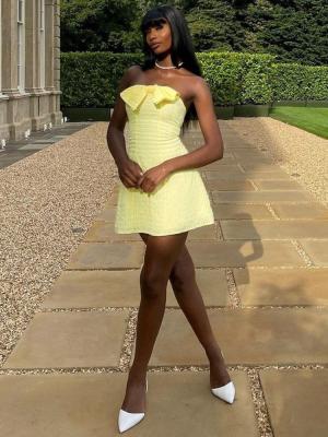 China New Fashion Solid Color Custom Bow-top Sexy Slimming Short Dress for sale