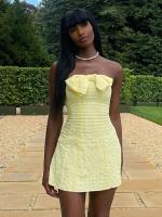 China New Fashion Solid Color Custom Bow-top Sexy Slimming Short Dress for sale