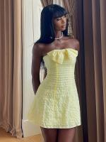 China New Fashion Solid Color Custom Bow-top Sexy Slimming Short Dress for sale