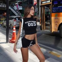 China New Niche Hottie Sleeveless Letter Print Ultra Short Crop T-shirt Top for sale