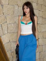 China The New Spice Girl Color Contrast Low Cut Skinny Halter Top Small Vest Suit Woman for sale