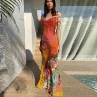 China New fashion sexy backless custom print halter dress for sale