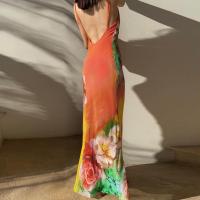 China New fashion sexy backless custom print halter dress for sale