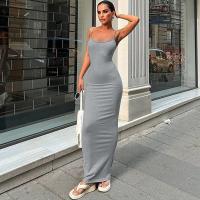 China New fashion sexy backless solid color slim-fit halter dress for sale