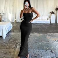 China New fashion sexy backless solid color slim-fit halter dress for sale
