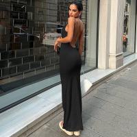 China New fashion sexy backless solid color slim-fit halter dress for sale