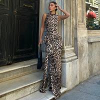 China New Fashion Custom Print Slim Waistband Slit Sleeveless Dress for sale