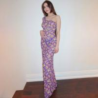 China New Mesh Custom Printed Slim One-shoulder Sleeveless Dress for sale