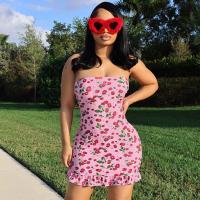 China New Fashion Custom Print Sexy Lace Strapless Dress for sale