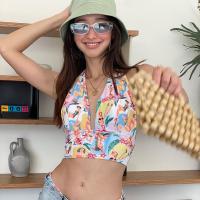 China Summer Explosive Women's Halter Figure Print Rope Vest for sale