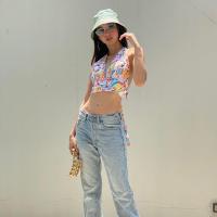 China Summer Explosive Women's Halter Figure Print Rope Vest for sale