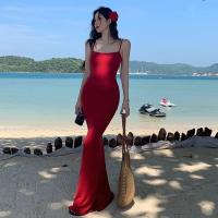 China European And American Style Women's Summer New Sexy One-line Collar Butterfly Burn Pattern Waist Slimming Halter Dress for sale