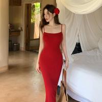China European And American Style Women's Summer New Sexy One-line Collar Butterfly Burn Pattern Waist Slimming Halter Dress for sale