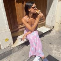 China Summer New V-Neck Sexy Backless Digital Print Mid-Length Halter Dress for sale