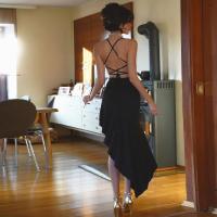 China New Sexy Hottie Low-cut One-line Neck Halter Halter Big Halter Dress for sale