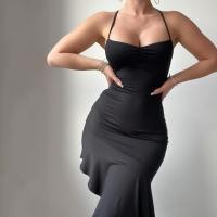 China New Sexy Hottie Low-cut One-line Neck Halter Halter Big Halter Dress for sale