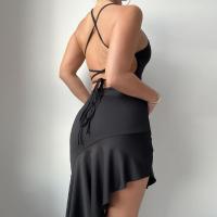 China New Sexy Hottie Low-cut One-line Neck Halter Halter Big Halter Dress for sale
