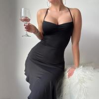 China New Sexy Hottie Low-cut One-line Neck Halter Halter Big Halter Dress for sale