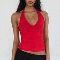 China Summer new solid color V-neck halter strap slim-fit small vest top for sale