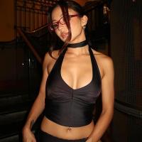 China Summer new solid color V-neck halter strap slim-fit small vest top for sale