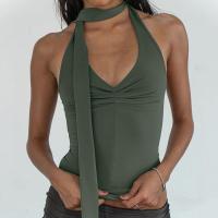 China Summer new solid color V-neck halter strap slim-fit small vest top for sale