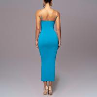 China Women's new metal chain sexy halter pleated slim-fit wrap hip dress for sale