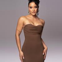 China Women's new metal chain sexy halter pleated slim-fit wrap hip dress for sale
