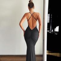 China New solid color fishtail skirt sexy halter dress for sale