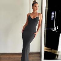 China New solid color fishtail skirt sexy halter dress for sale
