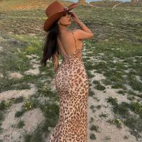China Summer new fashion print slim-fit split sexy halter halter dress for sale