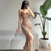 China Summer new fashion print slim-fit split sexy halter halter dress for sale