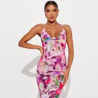 China Summer new sexy lace up halter skirt fashion print dress for sale