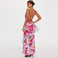 China Summer new sexy lace up halter skirt fashion print dress for sale