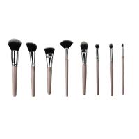 China 8-Piece Vegan Cosmetic Brush Set Light Pink Wood Handle Synthetic Hair Makeup Brushes for sale