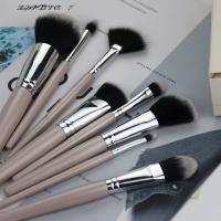 China 8-Piece Vegan Cosmetic Brush Set Light Pink Wood Handle Synthetic Hair Makeup Brushes for sale