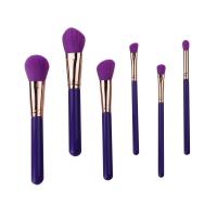 China 6 Piece Vegan Makeup Brush Set Purple Synthetic Bristles ISO Certified for sale