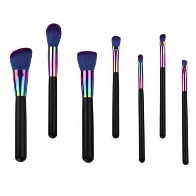 China 7-Piece Gradient Cosmetic Brush Set with Synthetic Hair and Aluminum Ferrule for sale