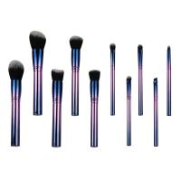 China Gradient Color Oval Makeup Brush Kit 10 Pieces Synthetic Hair for Face Makeup for sale