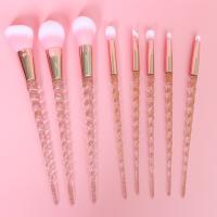 China 8pcs Glitter Plastic Handle Synthetic Hair Makeup Brush Set for Face Eye Vegan ISO Certified for sale