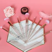 China 8pcs Glitter Plastic Handle Synthetic Hair Makeup Brush Set for Face Eye Vegan ISO Certified for sale