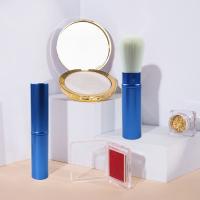 China Retractable Makeup Brush with Gloss Surface Premium Synthetic Bristles 1 Piece Blue for sale
