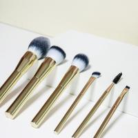 China 6Pcs High Glossy Gold Metal Handle Makeup Brush Set Vegan Synthetic Bristle for sale