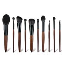China 10-Piece Cruelty Free Makeup Brush Set Soft Synthetic Hair Wooden Handle for sale